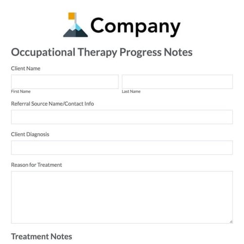 Occupational Therapy Progress Note Template | Formstack