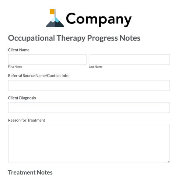 Printable Occupational Therapy Daily Notes Template Martin Printable 