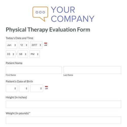 Physical Therapy Evaluation Form Template | Formstack