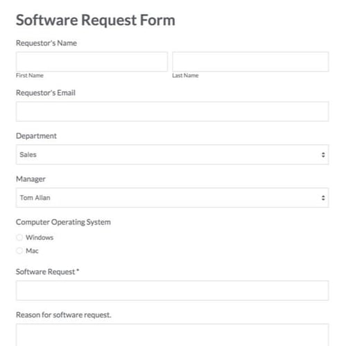 Software Request Form Template | Route Data | Formstack