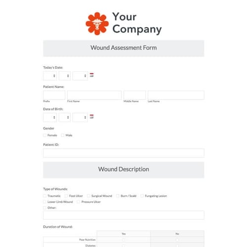 Wound Assessment Form Template | Formstack