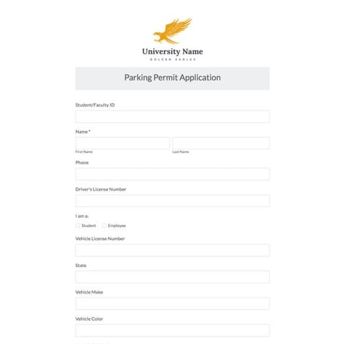 School Parking Permit Form Template | Formstack