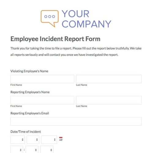 Employee Incident Report Form Template | Formstack