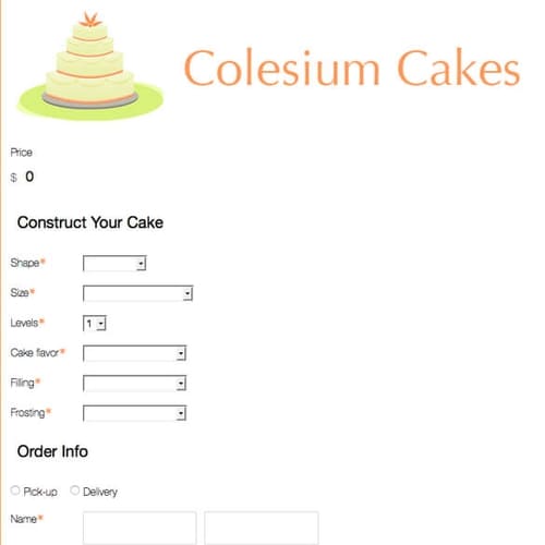 Cake Order Form Template | Accept Online Orders | Formstack