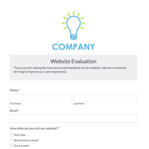 Web Site Evaluation Form Template | Get Website Visitor Feedback ...