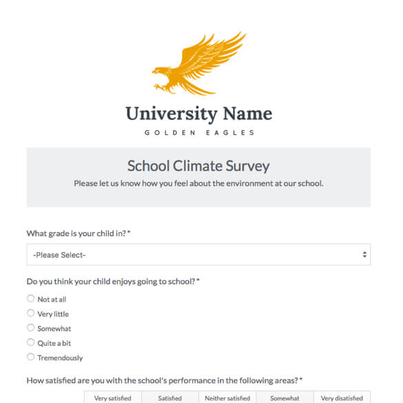 School Climate Survey | Gather Parent Feedback | Formstack