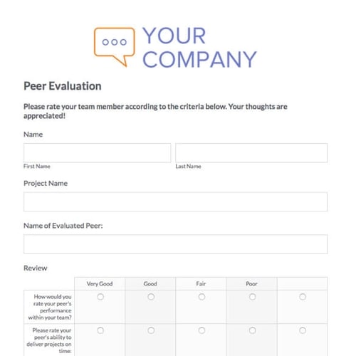 Peer Evaluation Form Template | Formstack