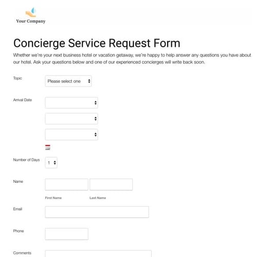 Concierge Request Form Template | Formstack