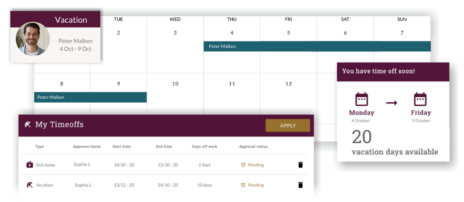 Leave planner for employees and staff - LessAdmin