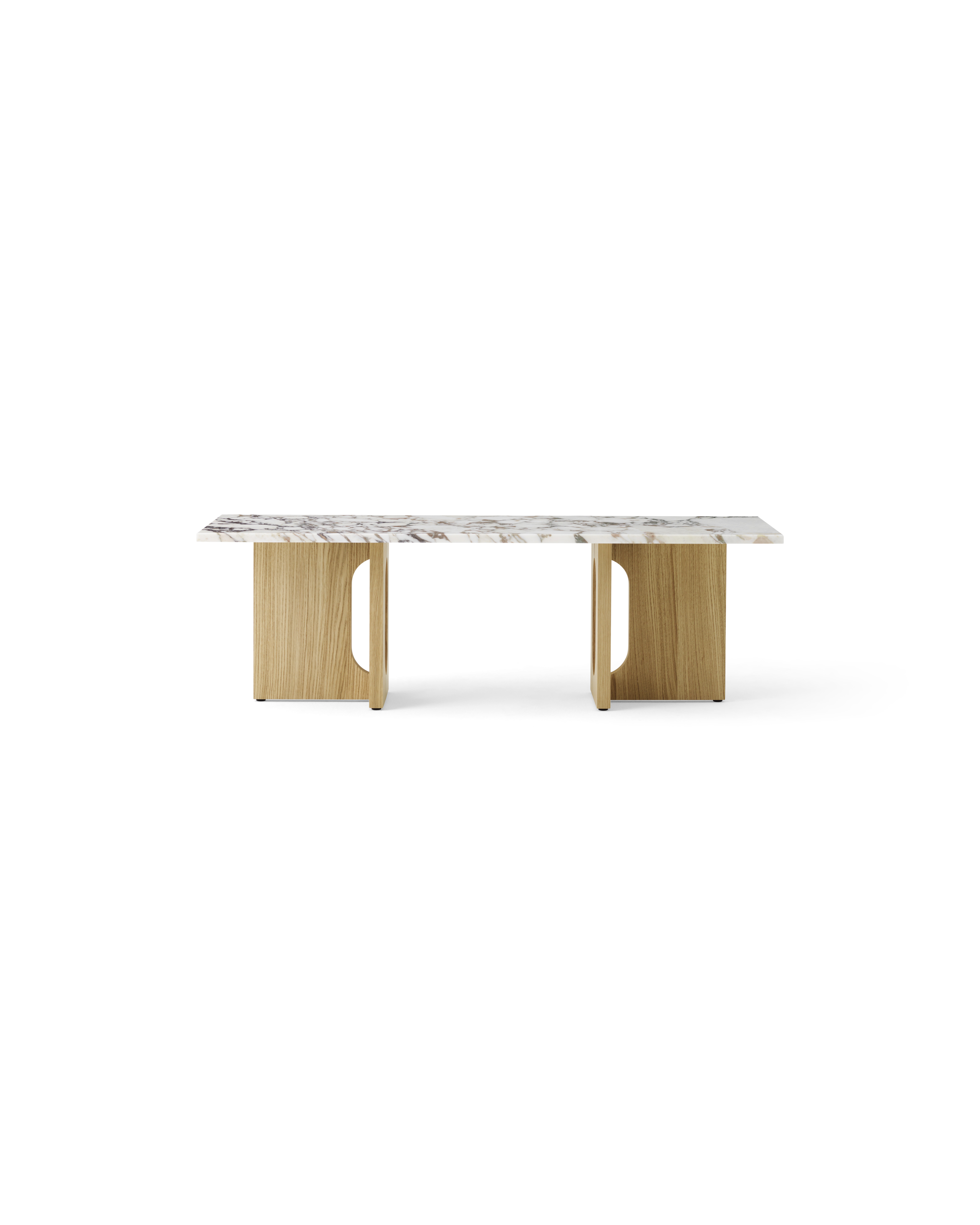 Androgyne Lounge Table, Wood, Natural Oak, Calacatta Viola | eedi Studio