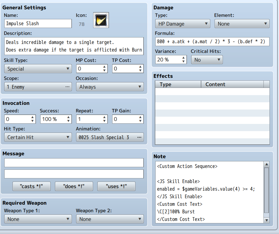 VisuStella MZ Action Sequence: Creating a Custom Skill Cost System With Variables and Pictures ...