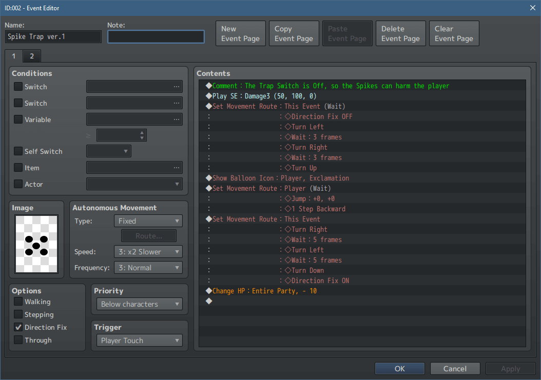 Eventing Spike Traps for Dungeon Floors | The Official RPG Maker Blog