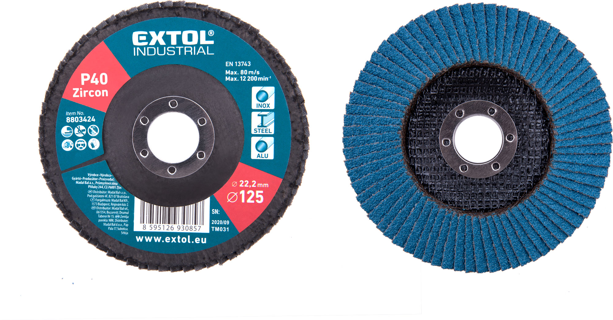Abrasive flap disc ,inclined, 125mm P40, zirconium