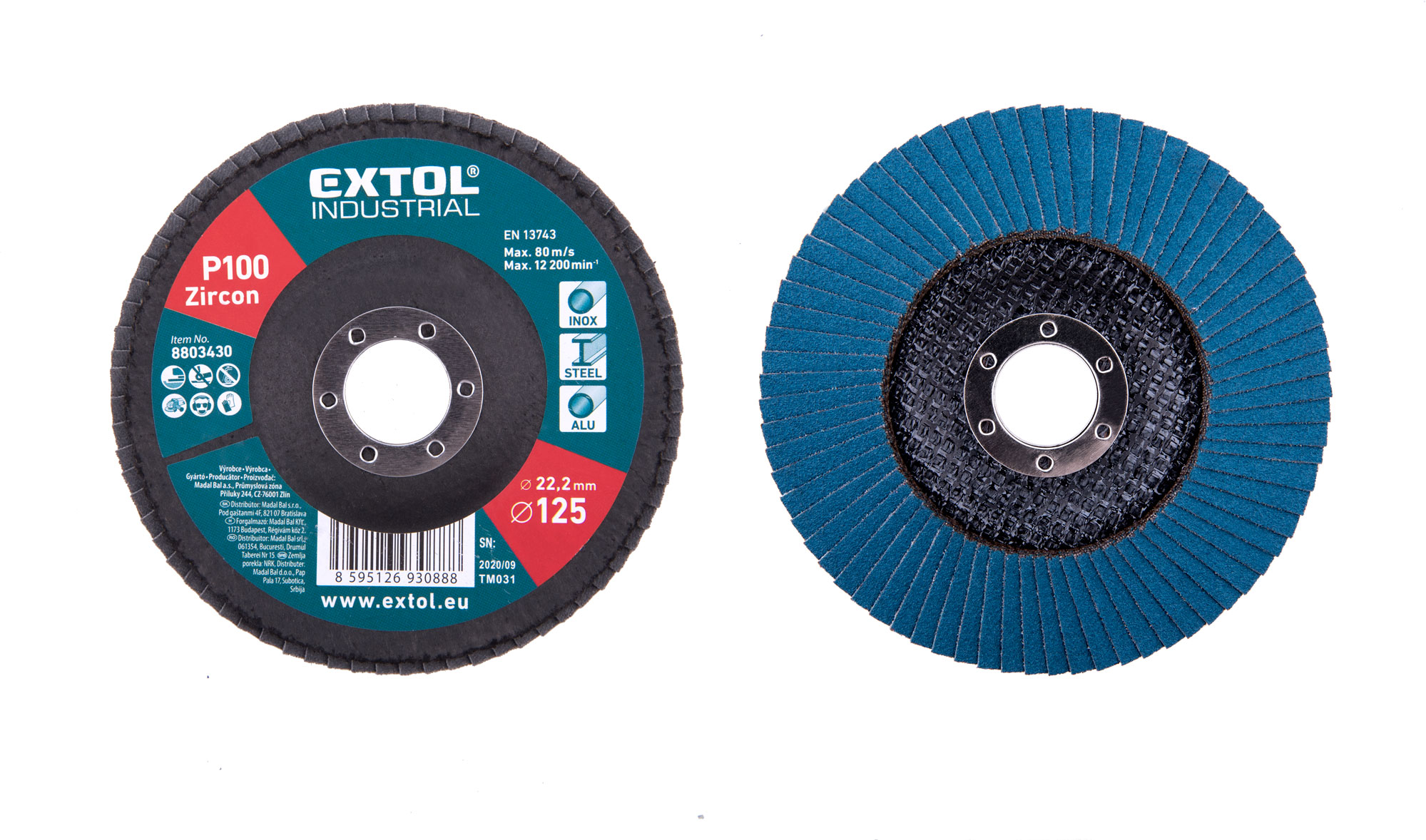 Abrasive Flap disc, inclined, 125mm P100, zirconium