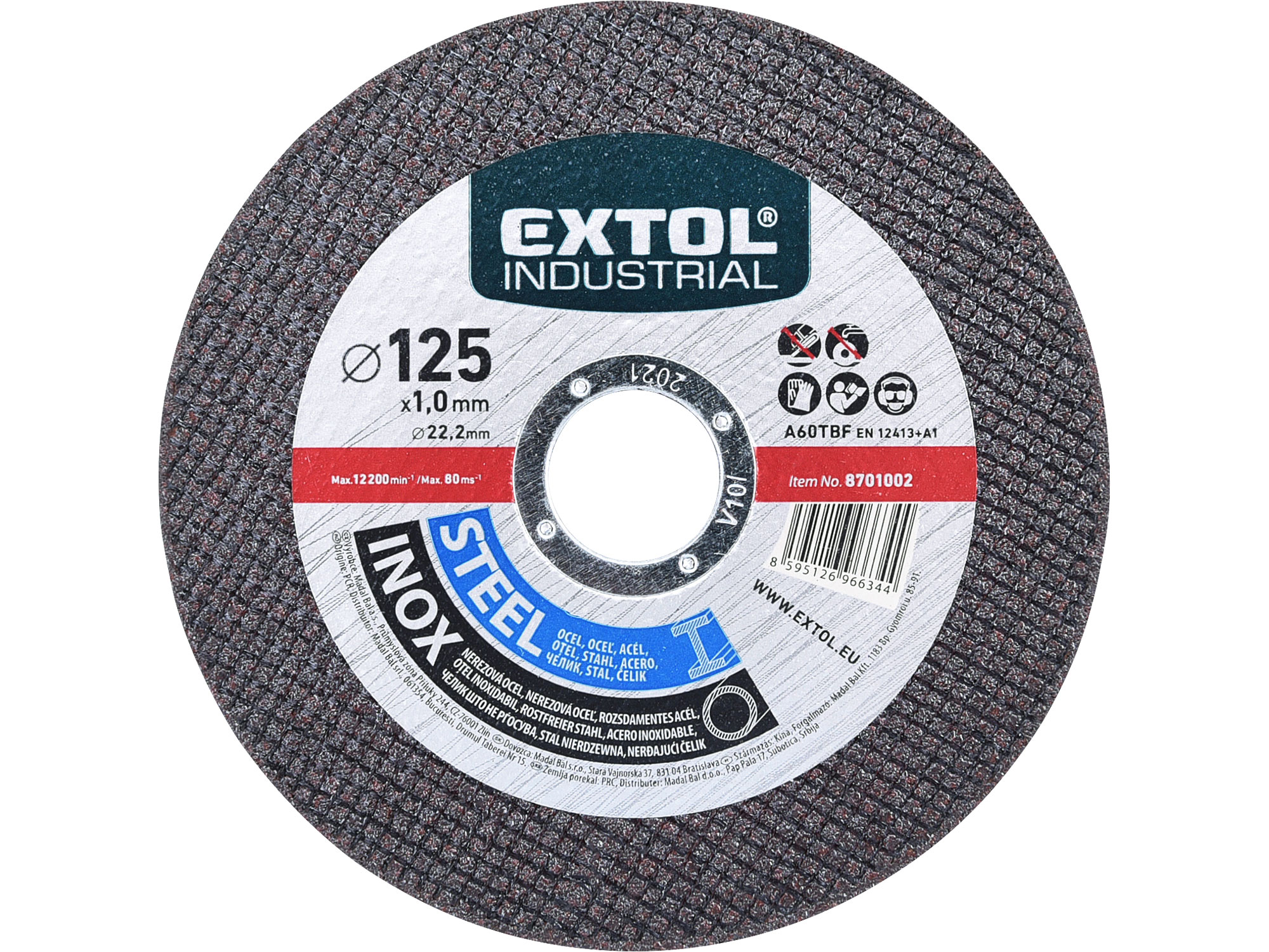 Cutting Disc for Steel/Stainless Steel, 125mm OD, 22.2mm ID, 1.0mm Thick