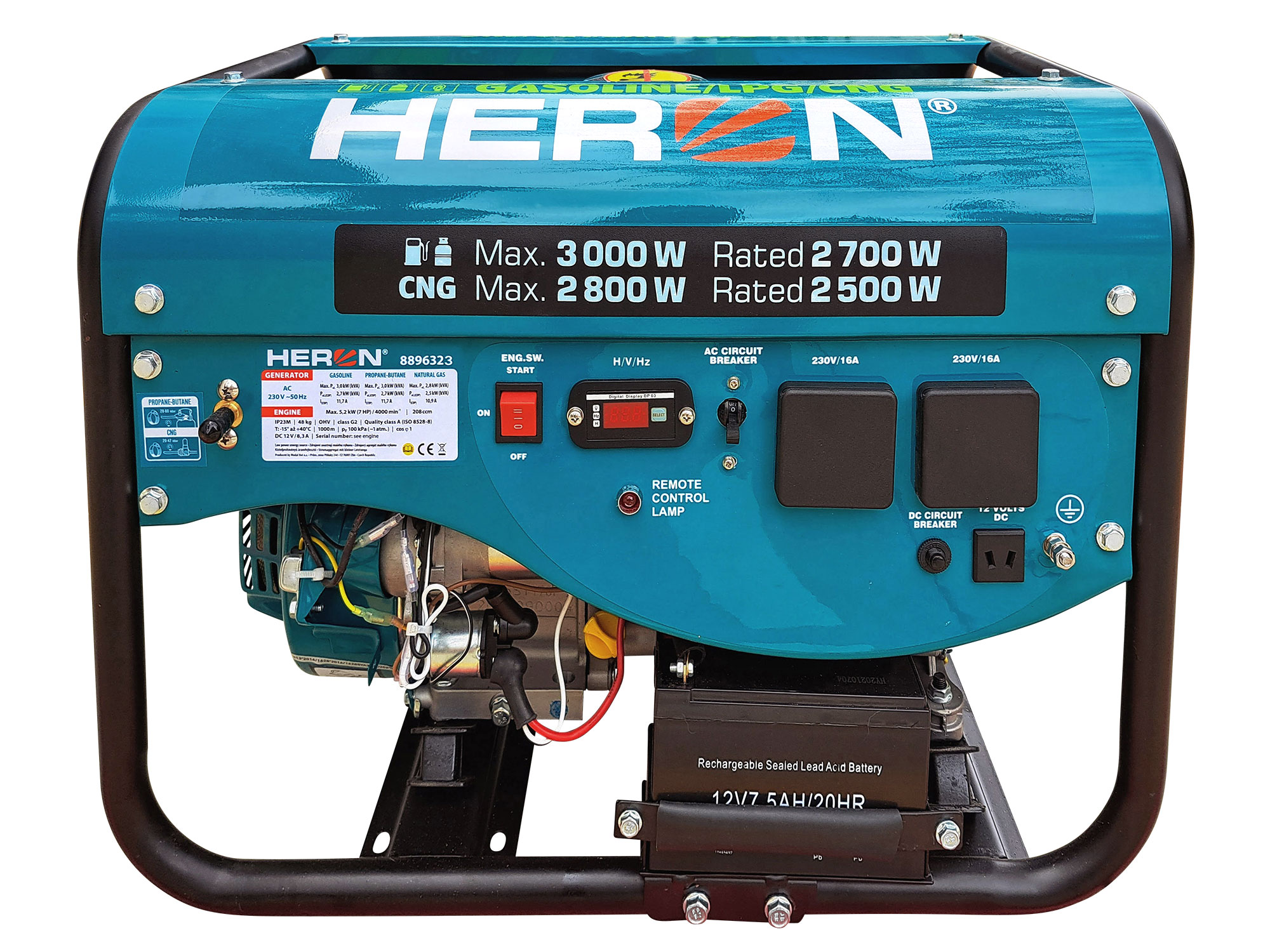 7hp, 3.0kW Hybrid ,Petrol-LPG-NG Generator with Remote Start