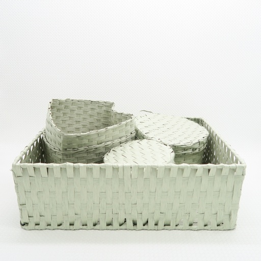 jeu de petits paniers verts — Hauteur 7 cm Longueur 22 cm Profondeur 14 ...