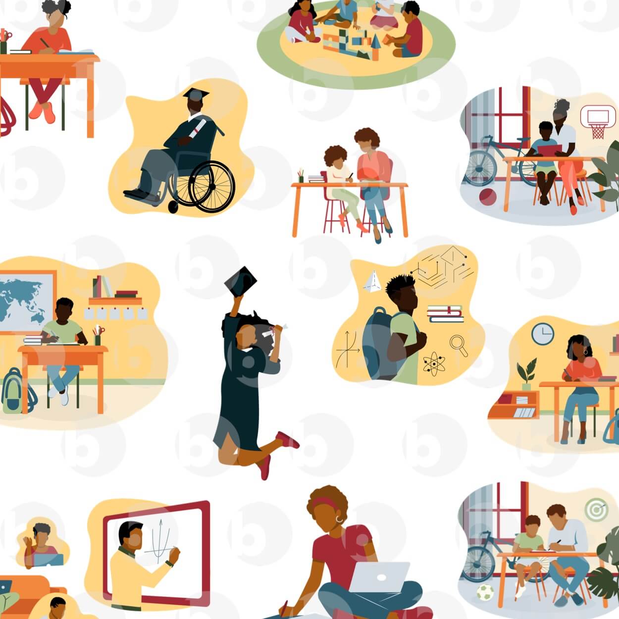 The Education Illustration Pack | Black Illustrations