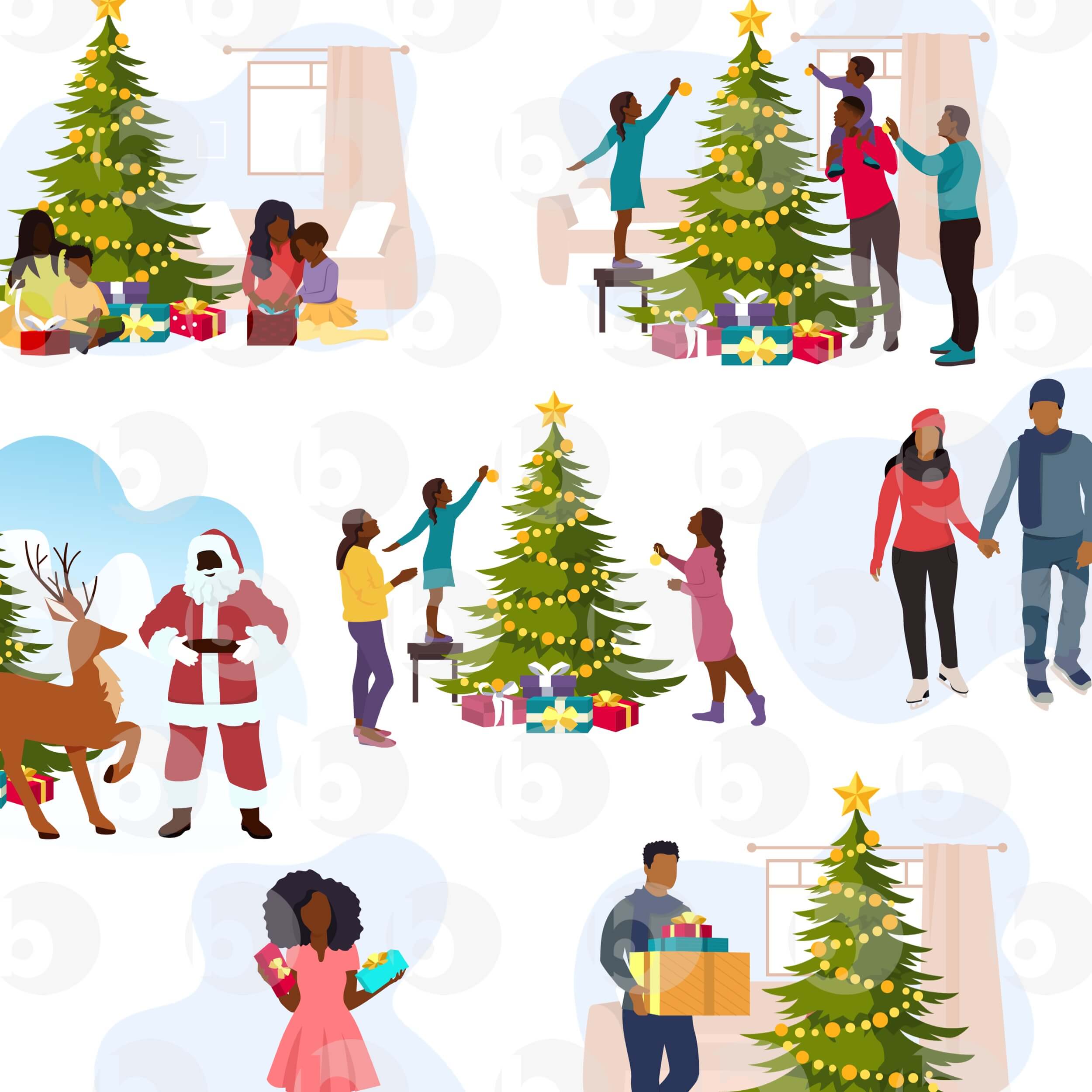 The Holiday Vibe Illustration Pack (Christmas / Kwanzaa) | Black ...