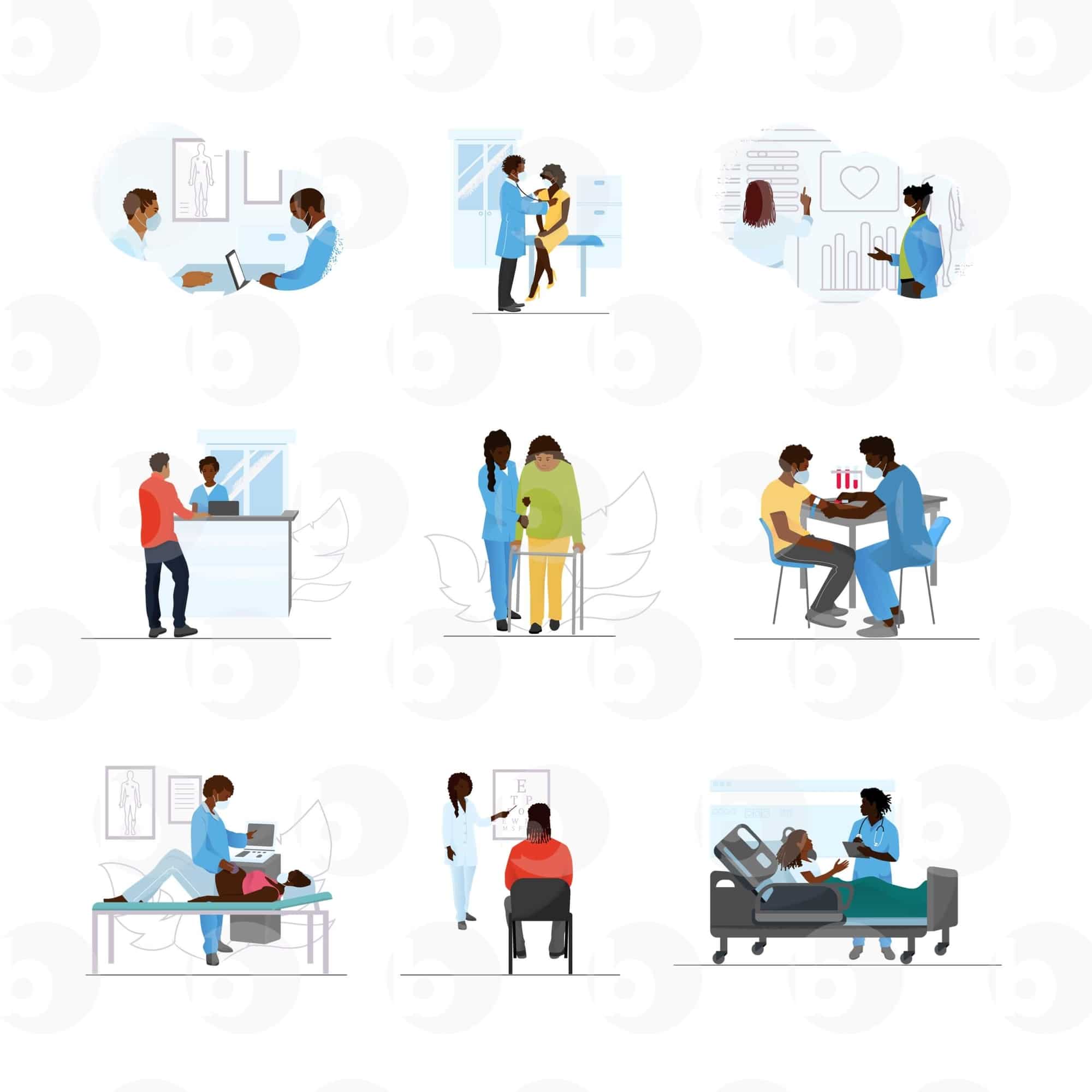 The Ultimate Healthcare Illustration Pack | Black Illustrations