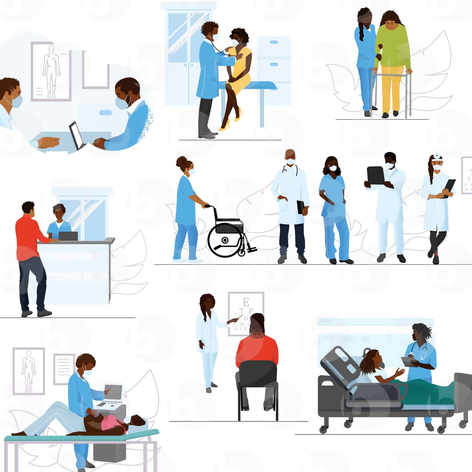 The Ultimate Healthcare Illustration Pack | Black Illustrations