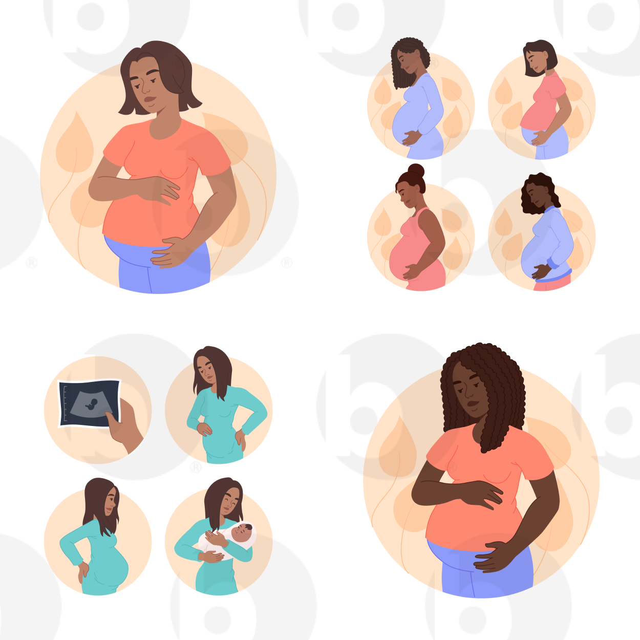 The Pregnancy Pack | Black Illustrations