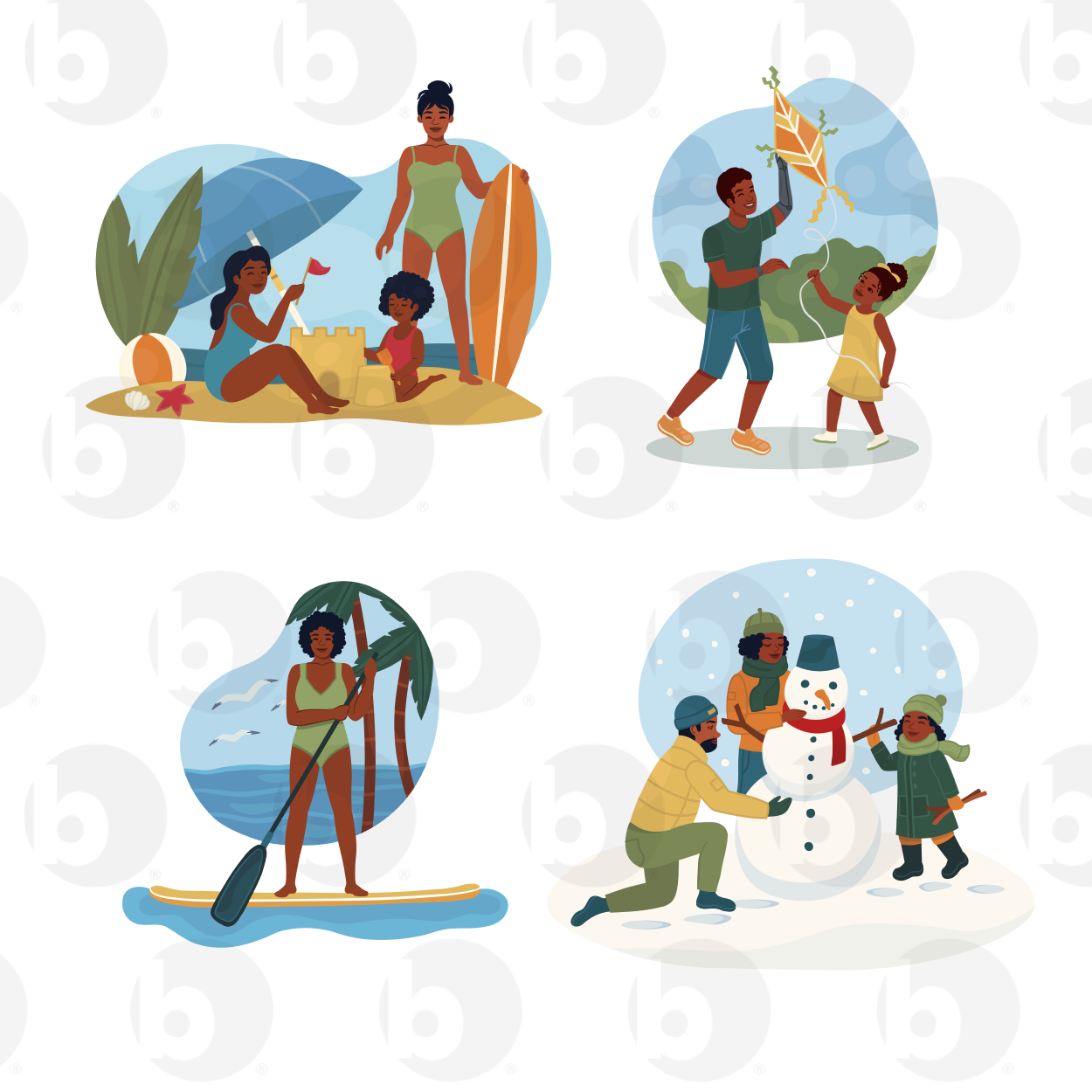 Seasonal Activities Pack | Black Illustrations