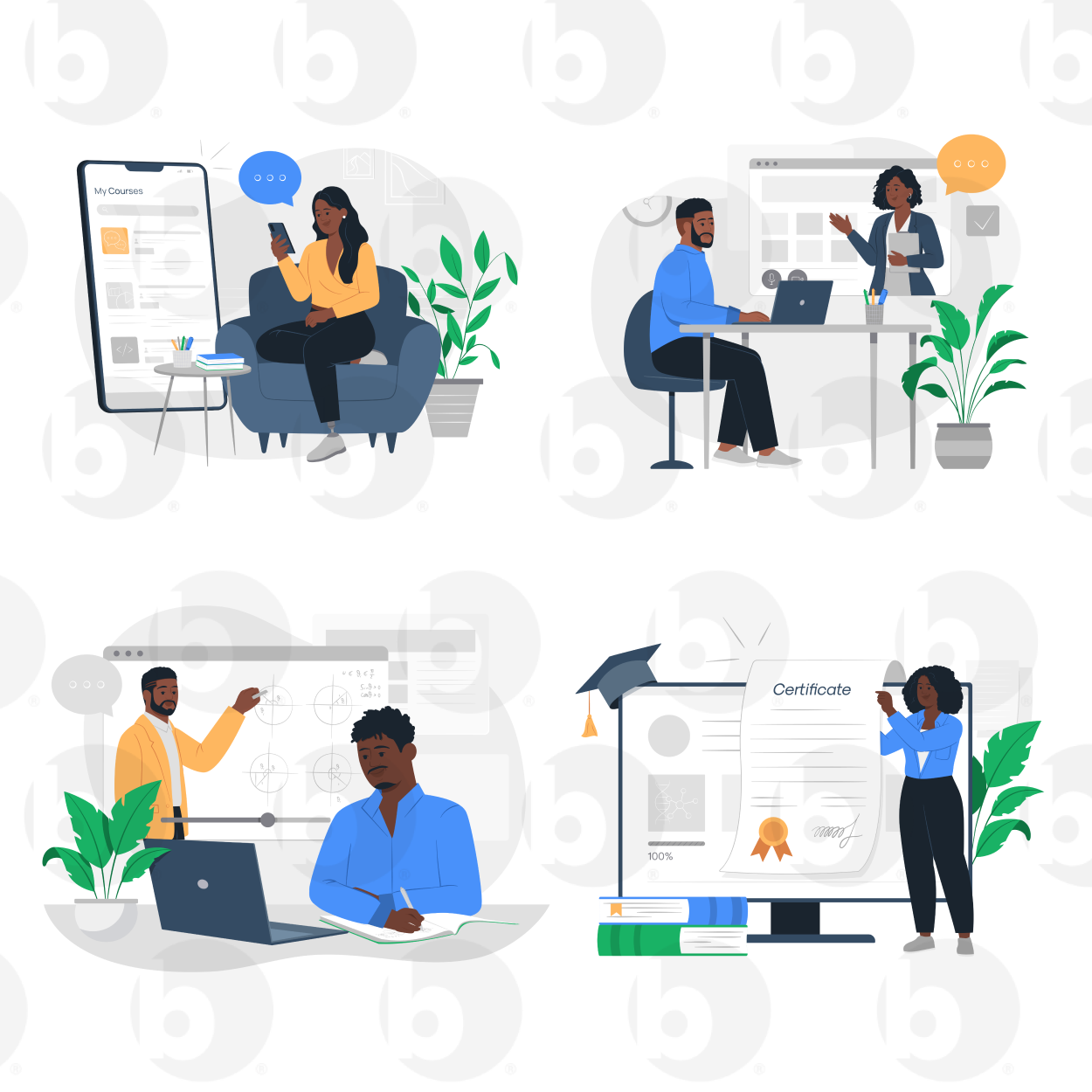 eLearning Pack | Black Illustrations