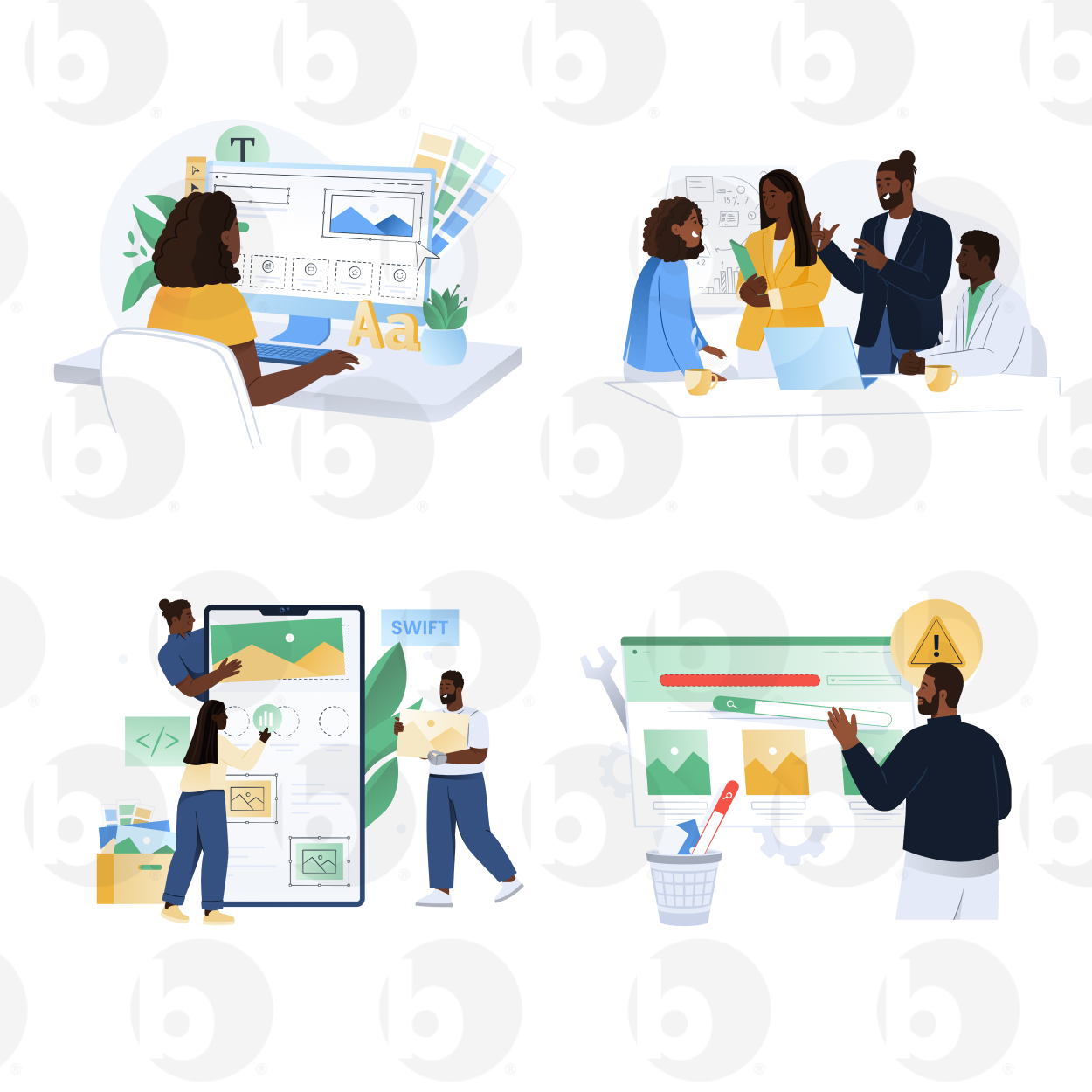 Web Development Pack | Black Illustrations