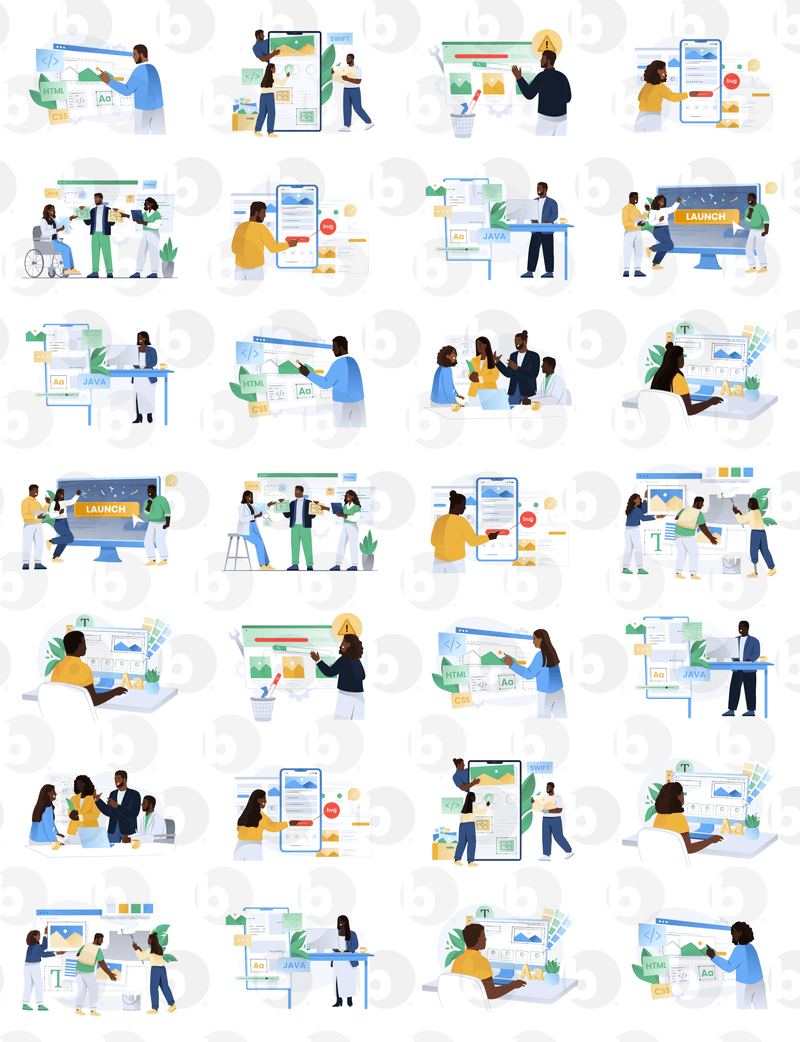 Web Development Pack | Black Illustrations