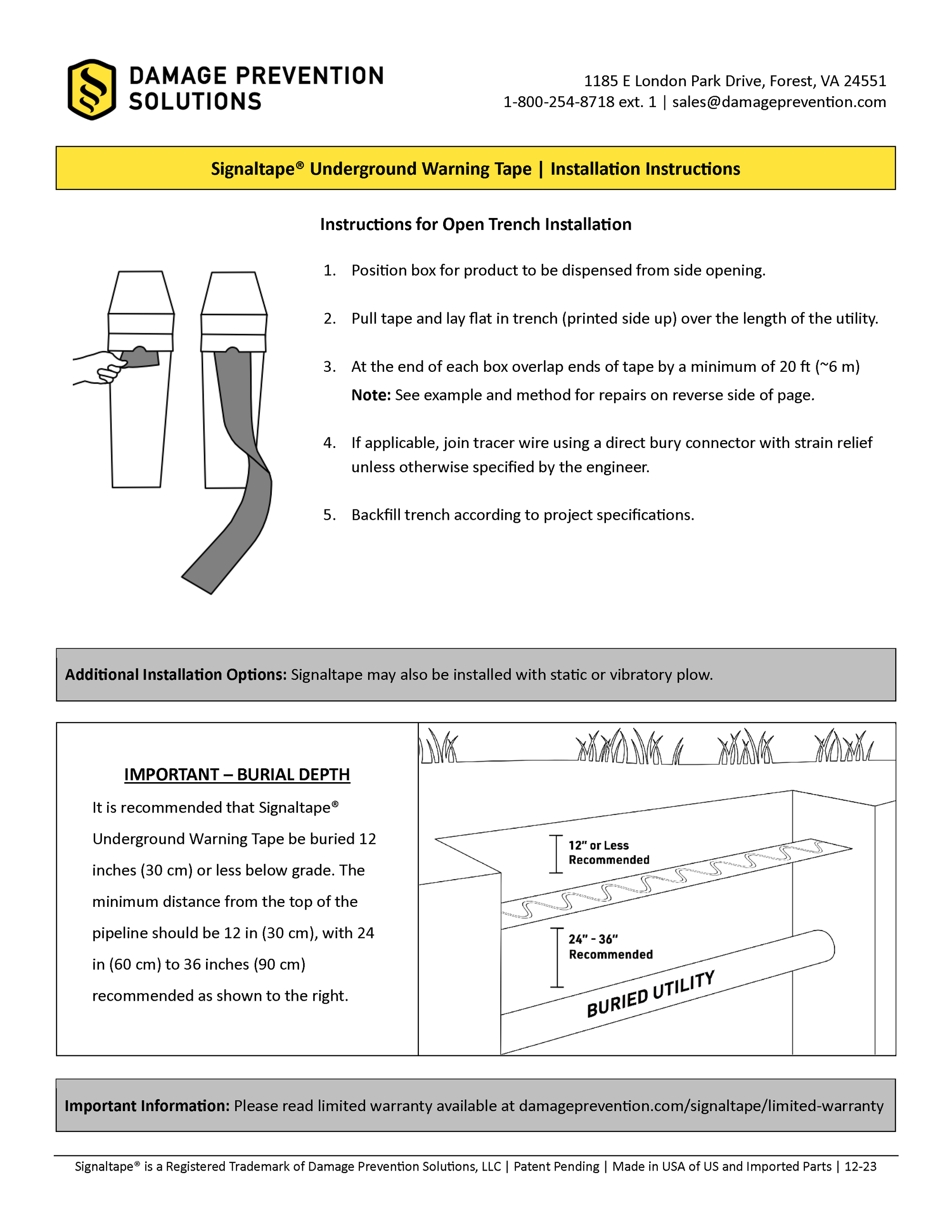 Signaltape® Underground Warning Tape Installation | Damage Prevention ...