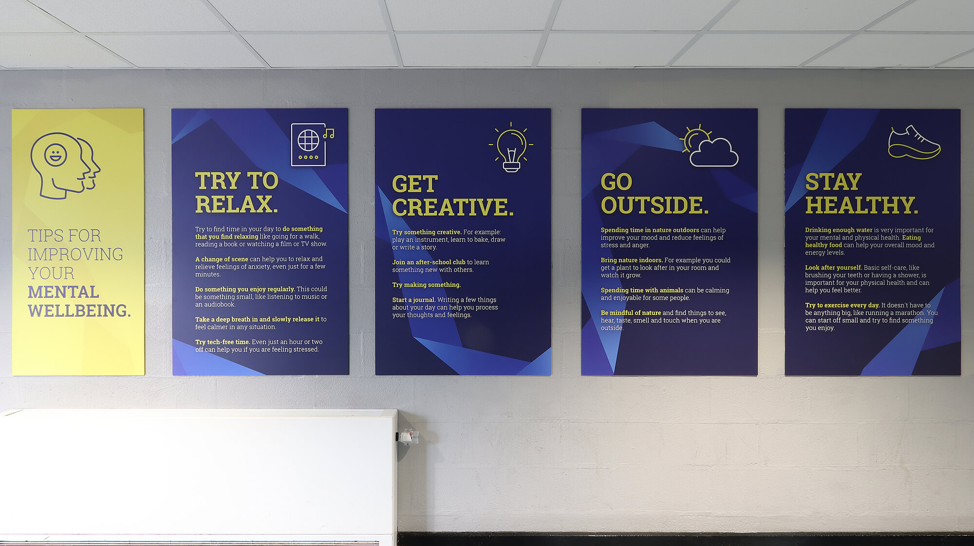Tips to Improve Your Mental Wellbeing School Wall Board Display