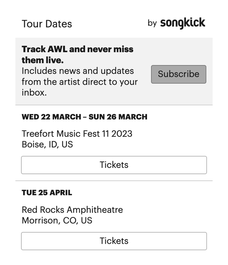 Songkick Embed for your bio link · solo.to