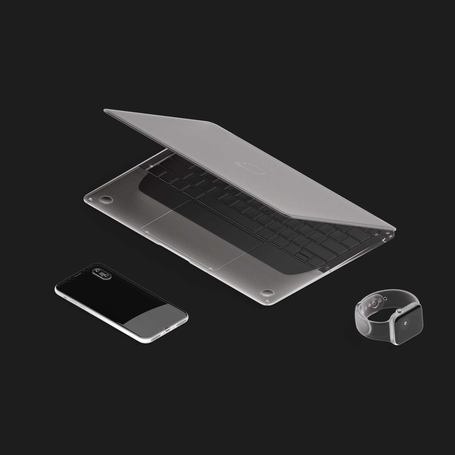 Shapefest™ | Frosted Glass Isometric Apple Devices 3D Shape Pack