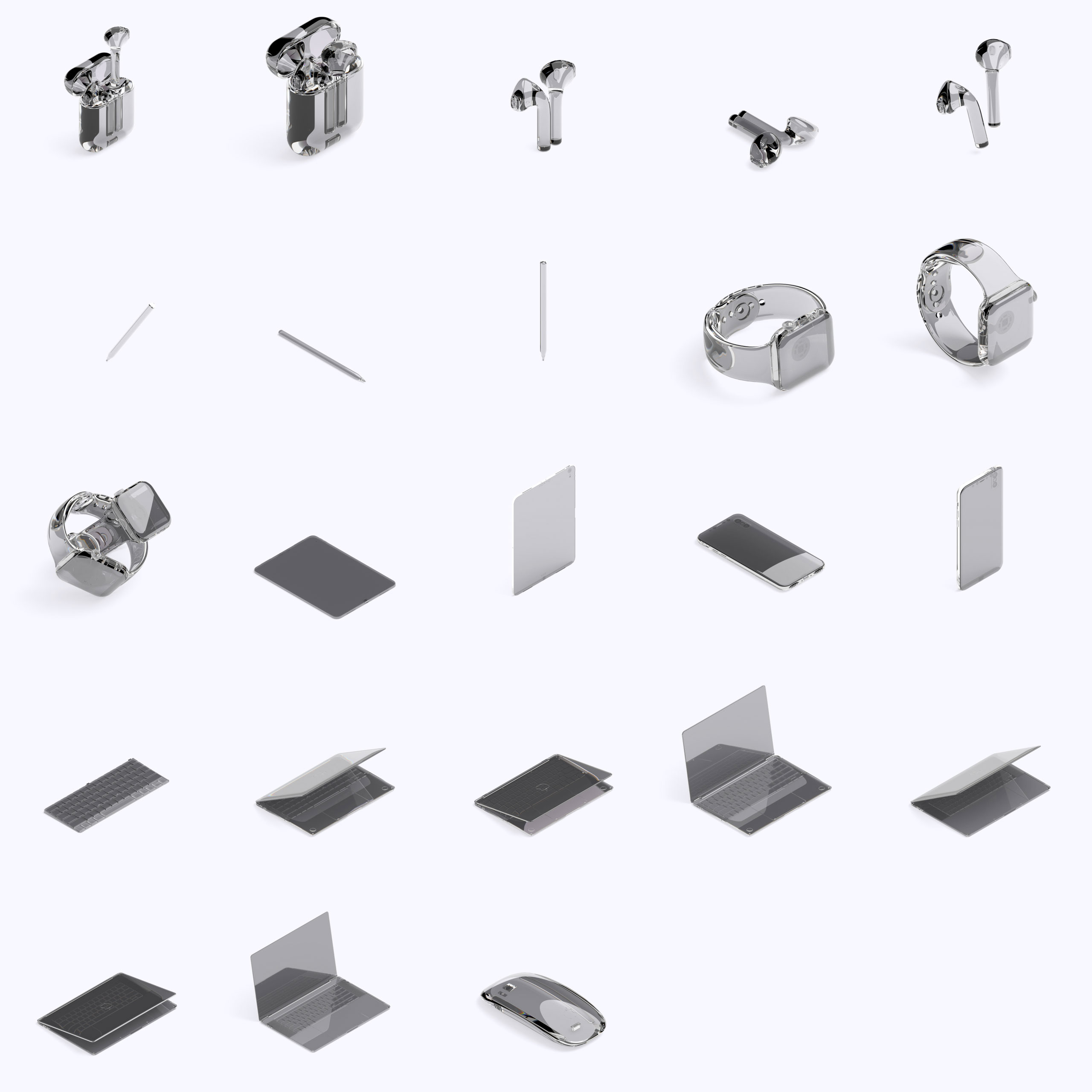 Shapefest™ | Glass Isometric Apple Devices 3D Shape Pack
