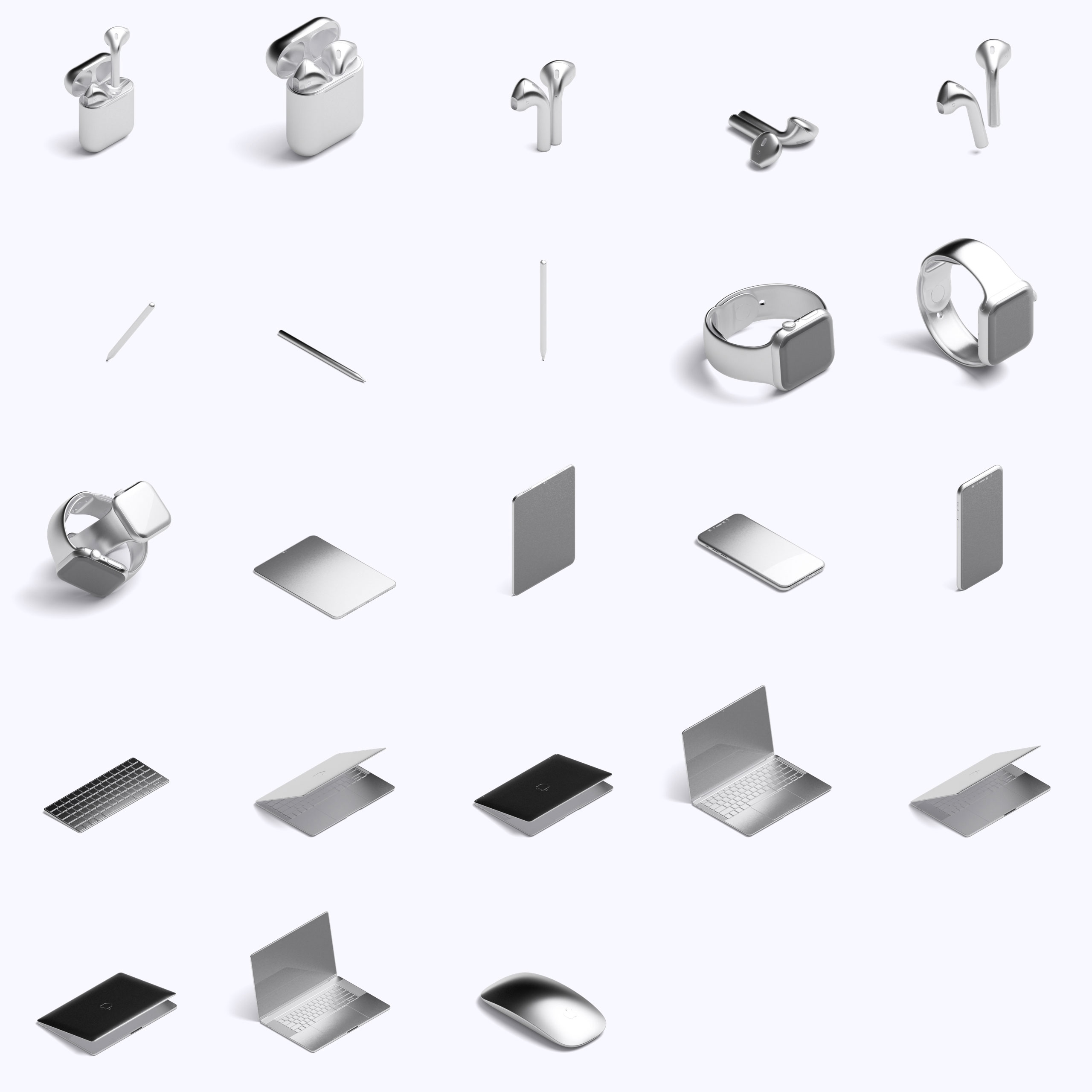 Shapefest™ | Aluminum Isometric Apple Devices 3D Shape Pack