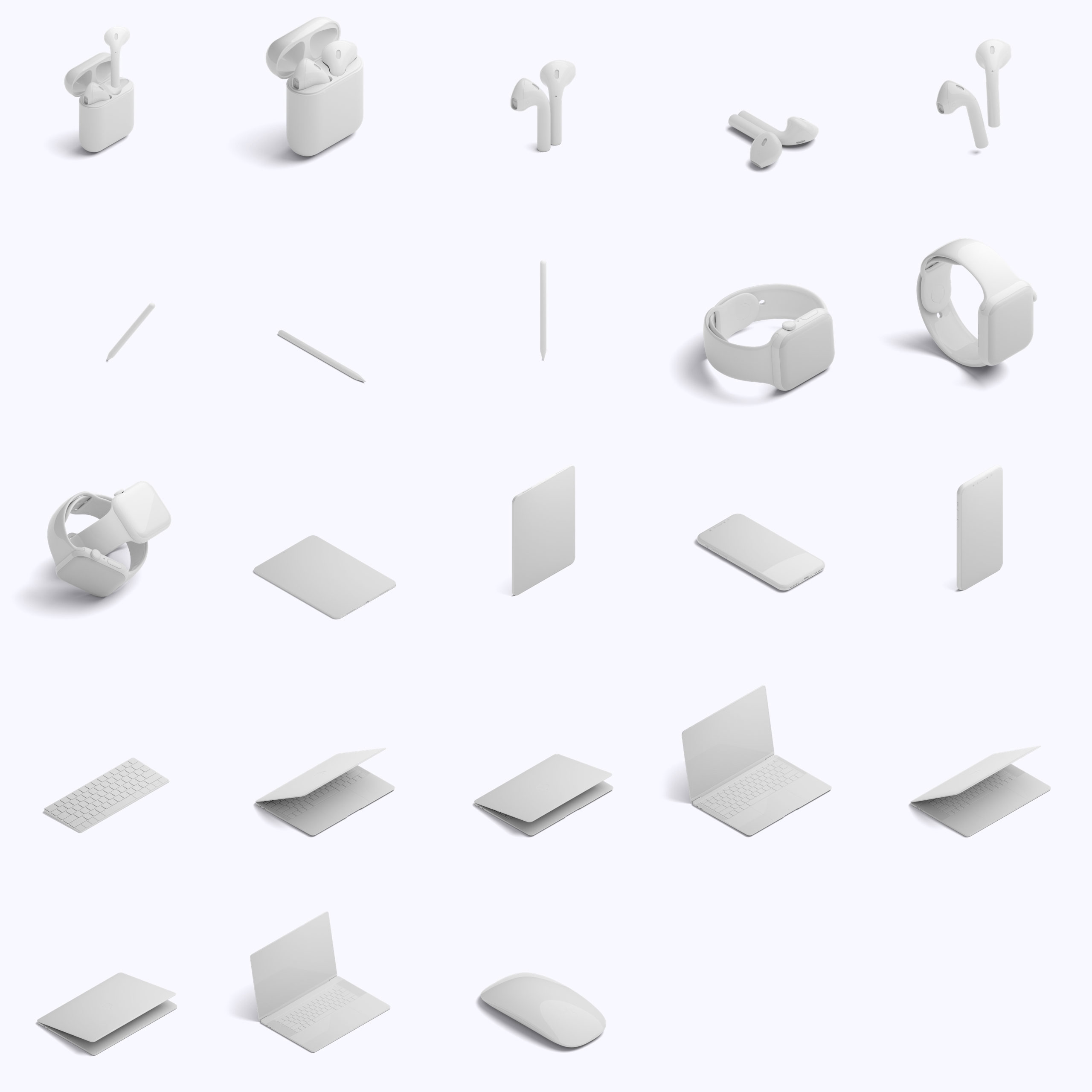 Shapefest™ | White Plastic Isometric Apple Devices 3D Shape Pack