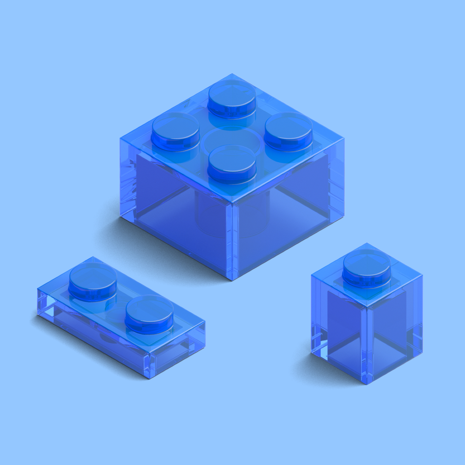 Shapefest™ | Blue Transparent Isometric Building Blocks 3D Shape Pack