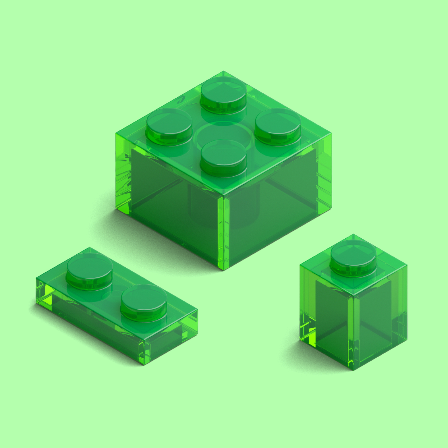 Shapefest™ | Green Transparent Isometric Building Blocks 3D Shape Pack