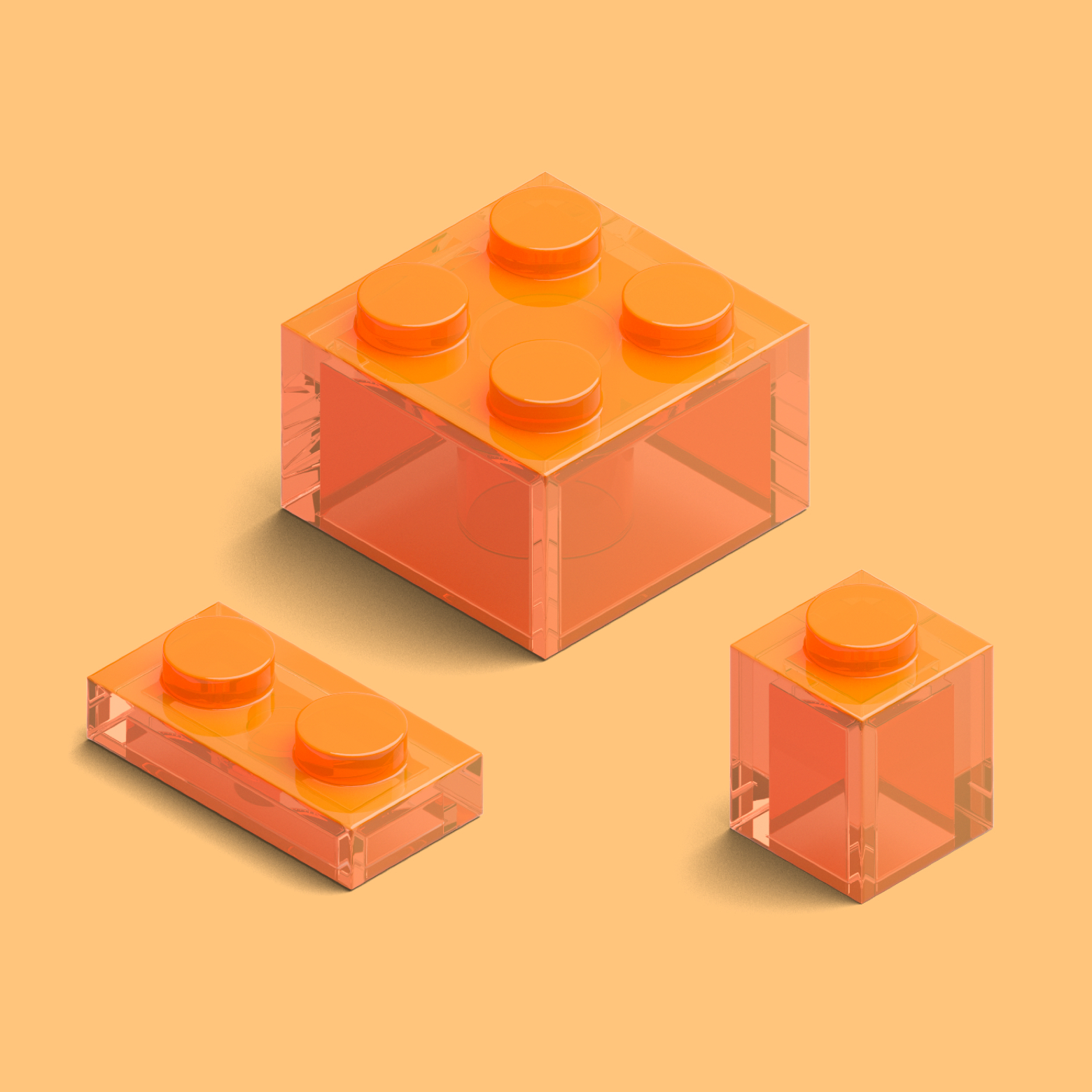 Shapefest™ | Orange Transparent Isometric Building Blocks 3D Shape Pack