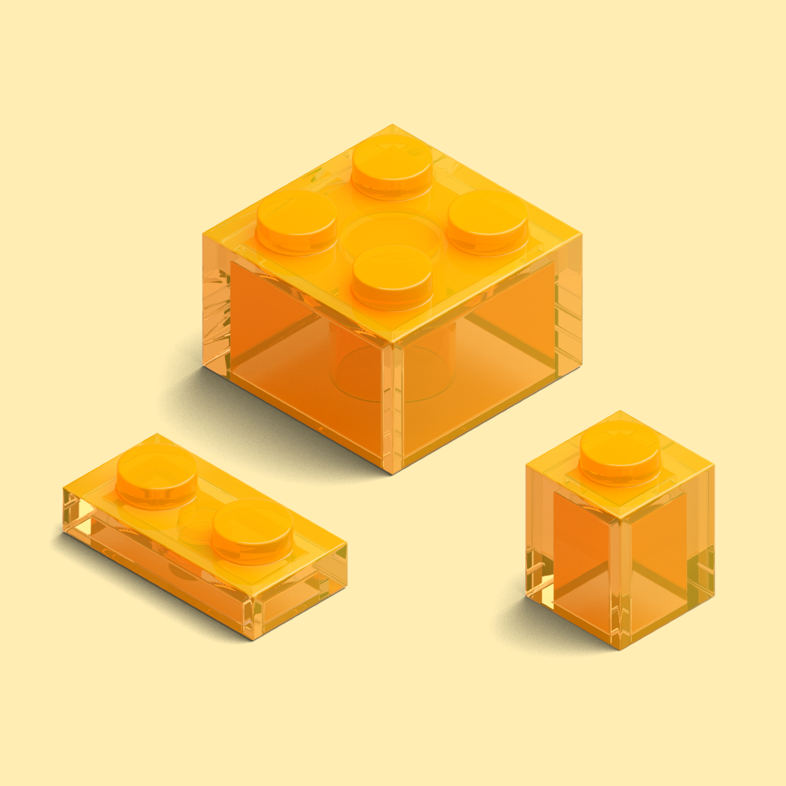 Shapefest™ | Yellow Transparent Isometric Building Blocks 3D Shape Pack