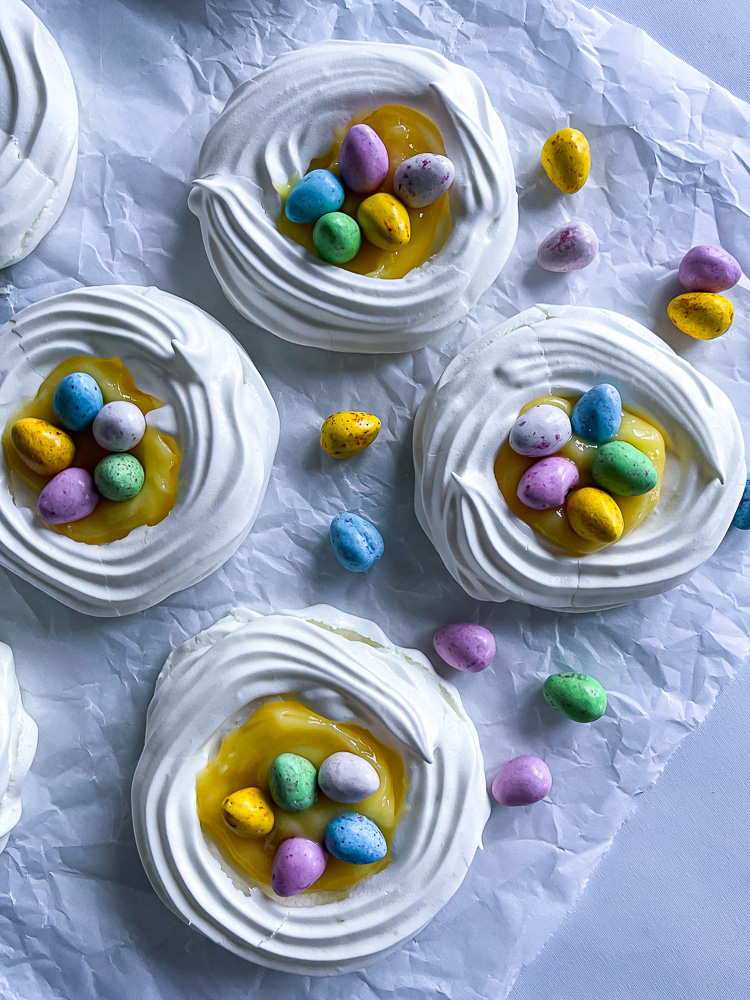 Easter Meringue Nests with Lemon Curd & Mini Eggs