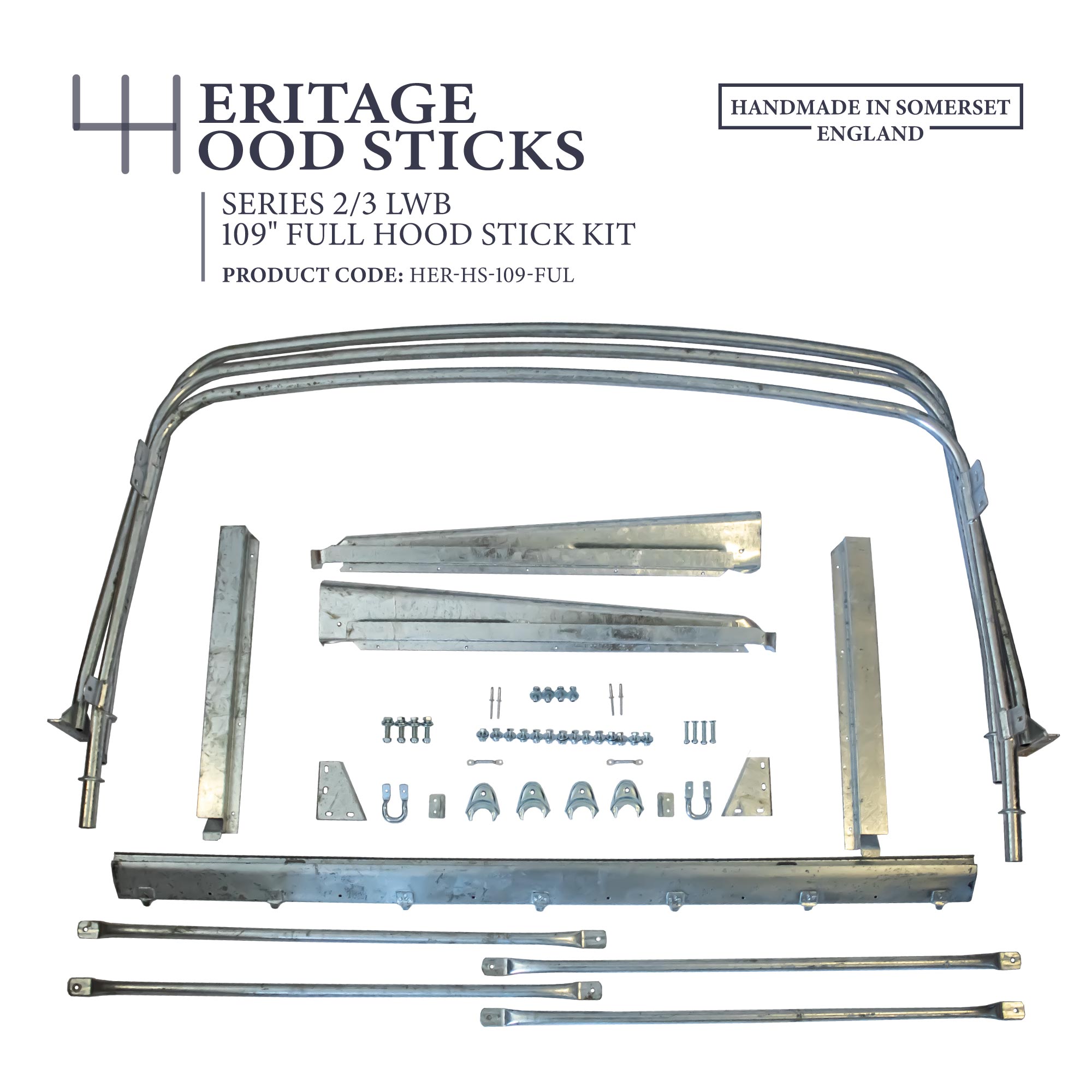 109" Full Hood Stick Kit, Land Rover Series 2/3