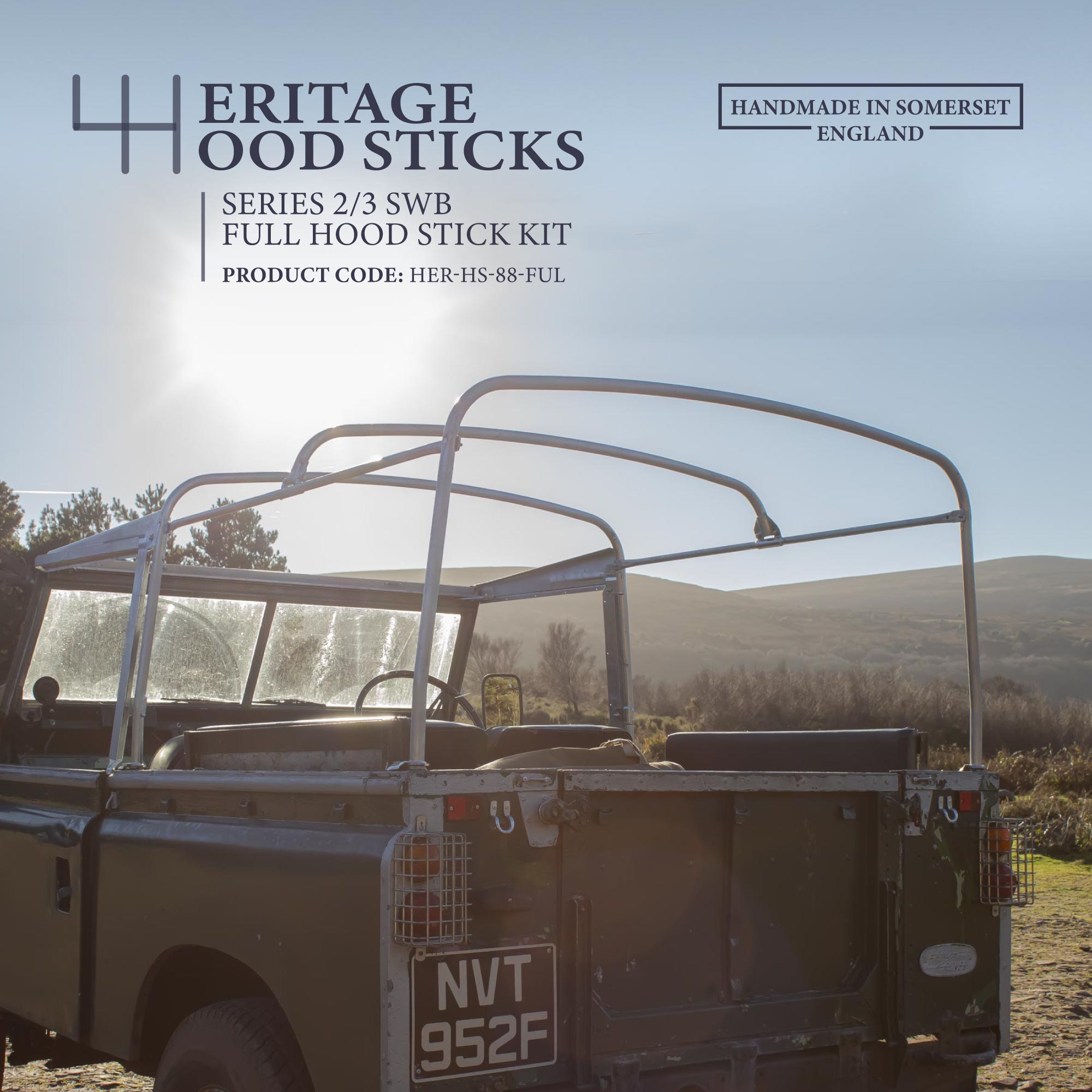 109" Full Hood Stick Kit, Land Rover Series 2/3