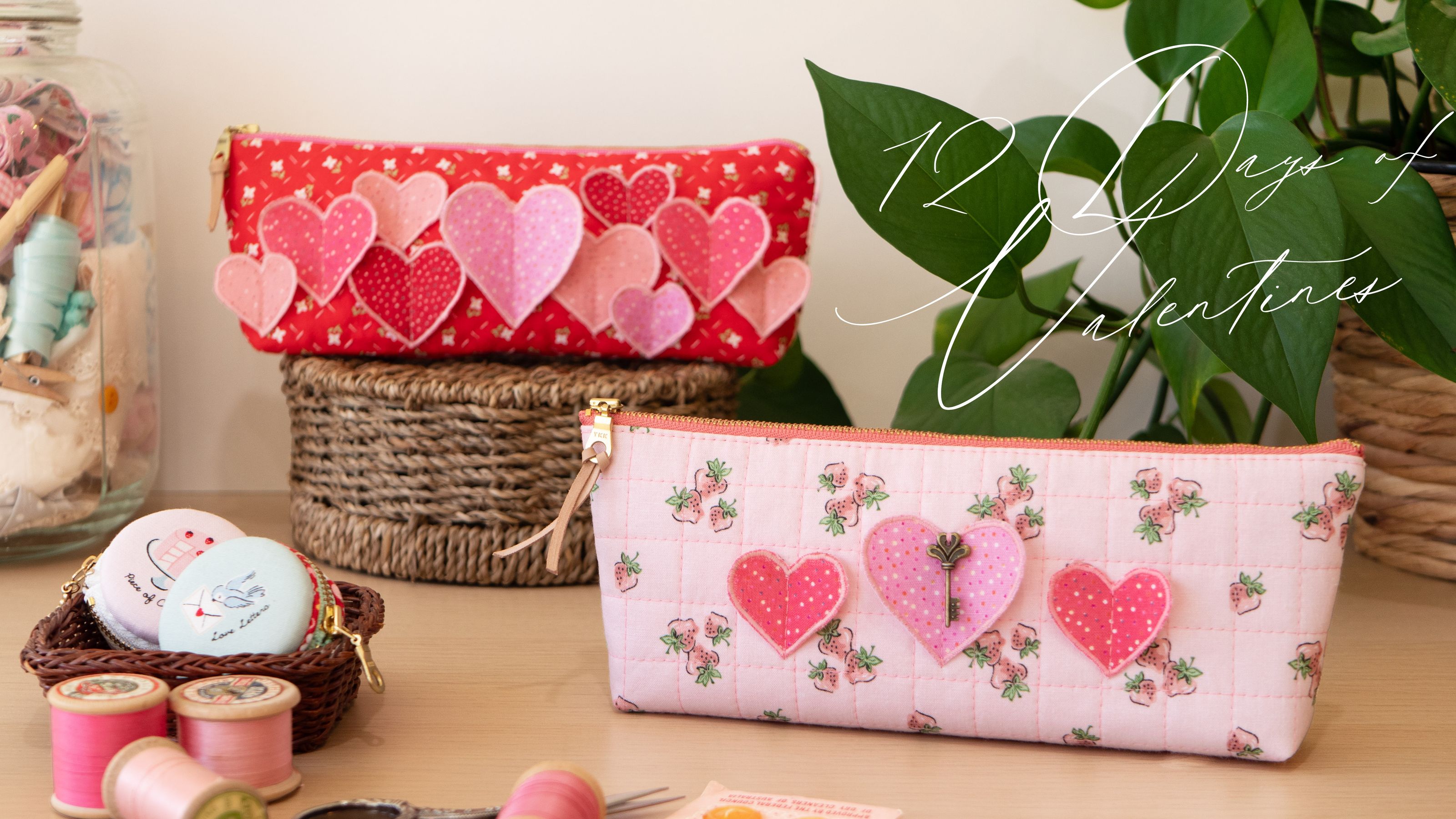 Sew A Valentine's Paper Hearts Zipper Pouch