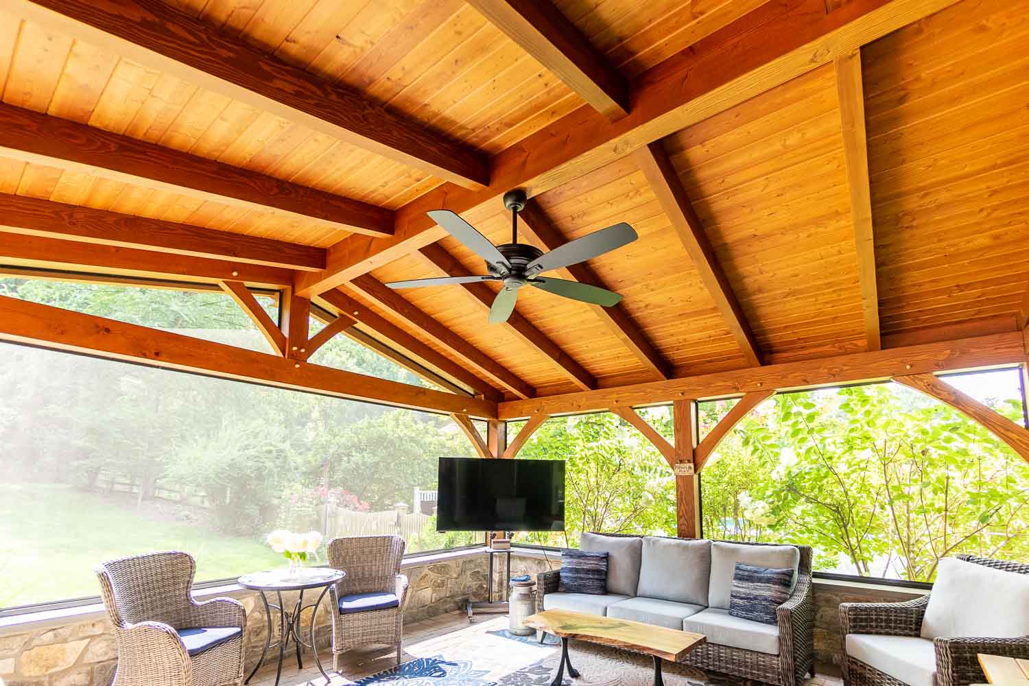 Timber Frame Outdoor Living Room - Highline Contruction