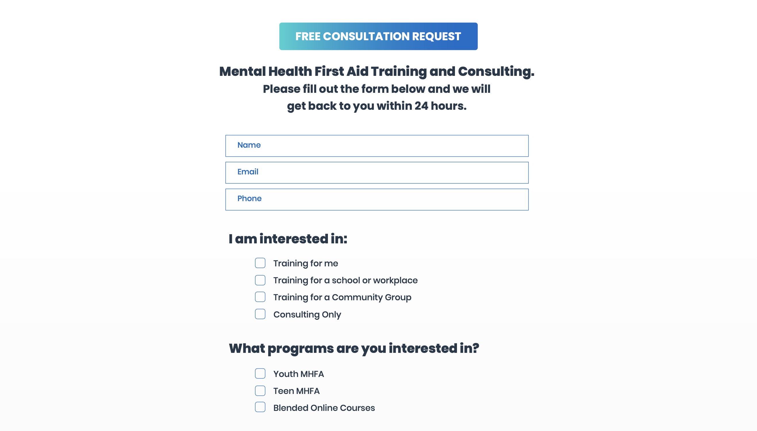 MHFA - Free Consultation Request