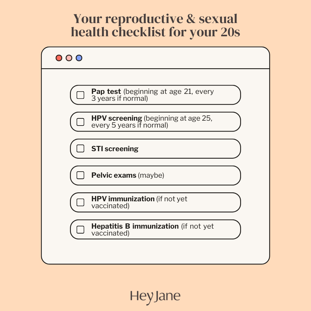 Reproductive and Sexual Health Checklist In Your 20s | Hey Jane