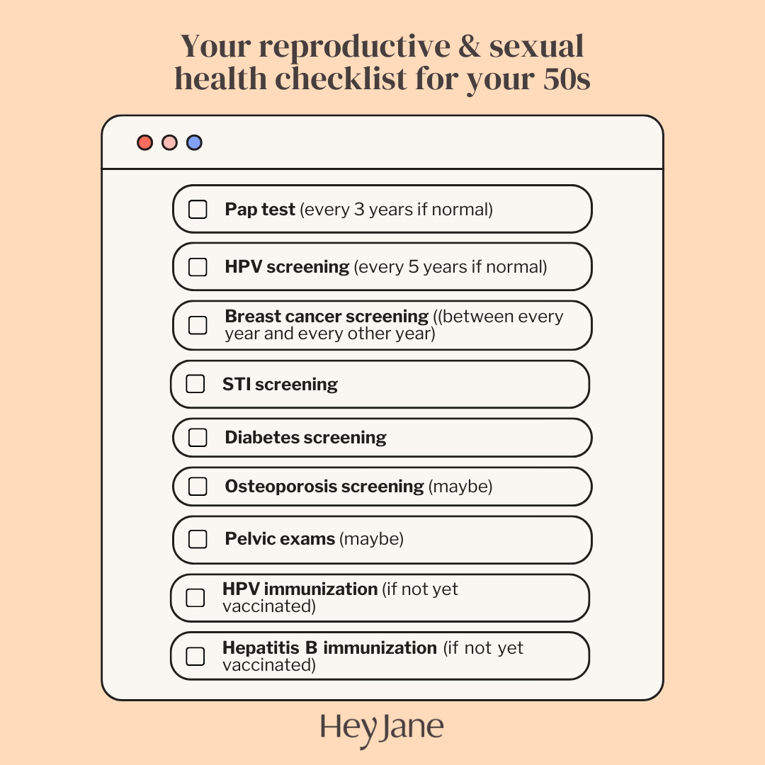 Reproductive and Sexual Health Checklist In Your 50s | Hey Jane