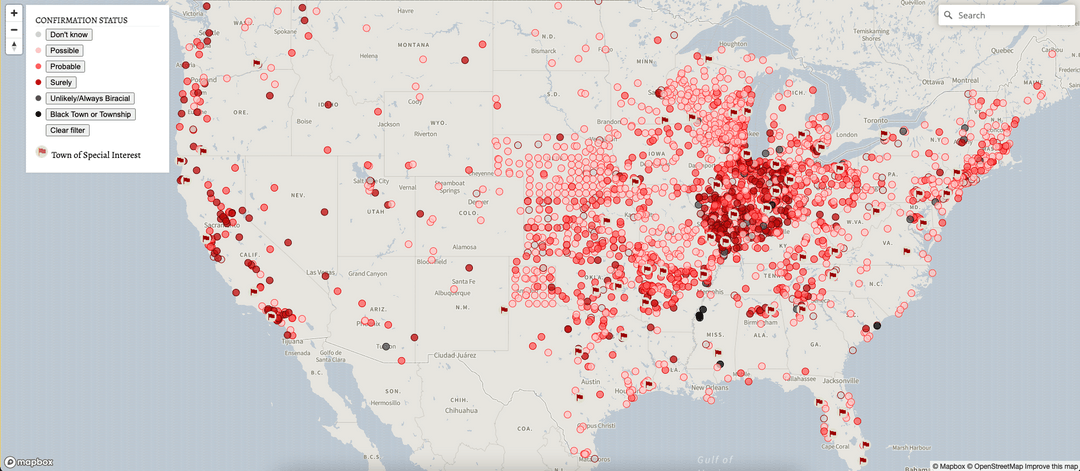 Uncovering the distribution of ‘sundown towns’